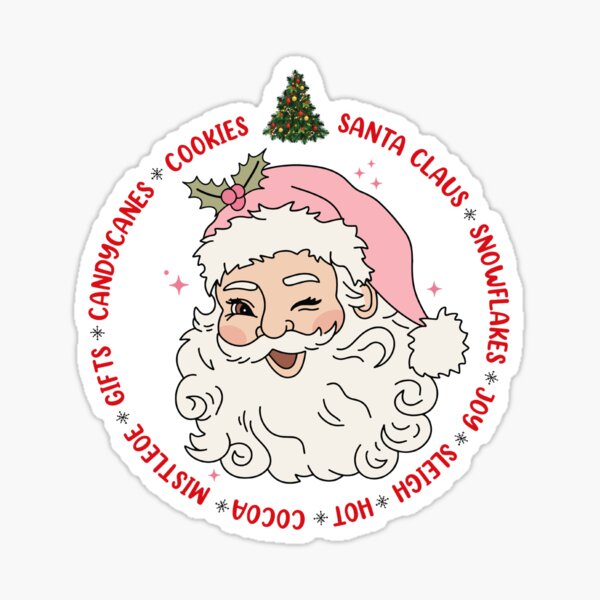 "Retro Vintage Pink Santa Claus" Sticker for Sale by kelvinmunene13 ...