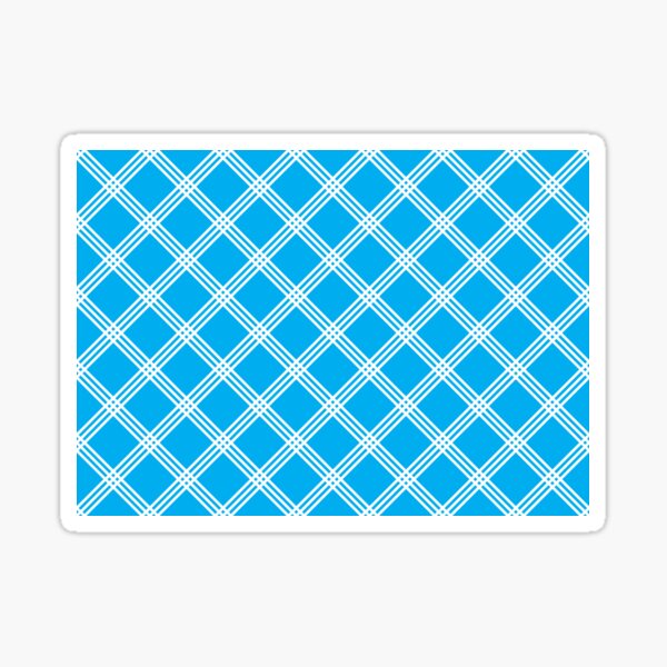 "White and Blue Three Lines Diagonal Checkered Pattern" Sticker for ...