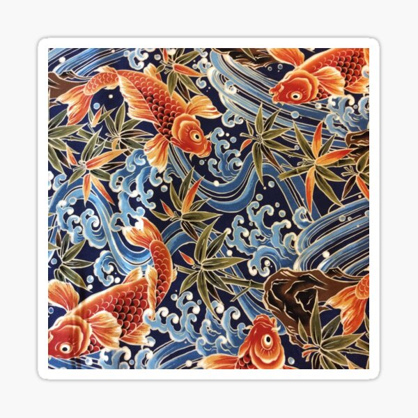 "Traditional Japanese Kimono Yukata Koi Fish Pattern" Sticker for Sale ...