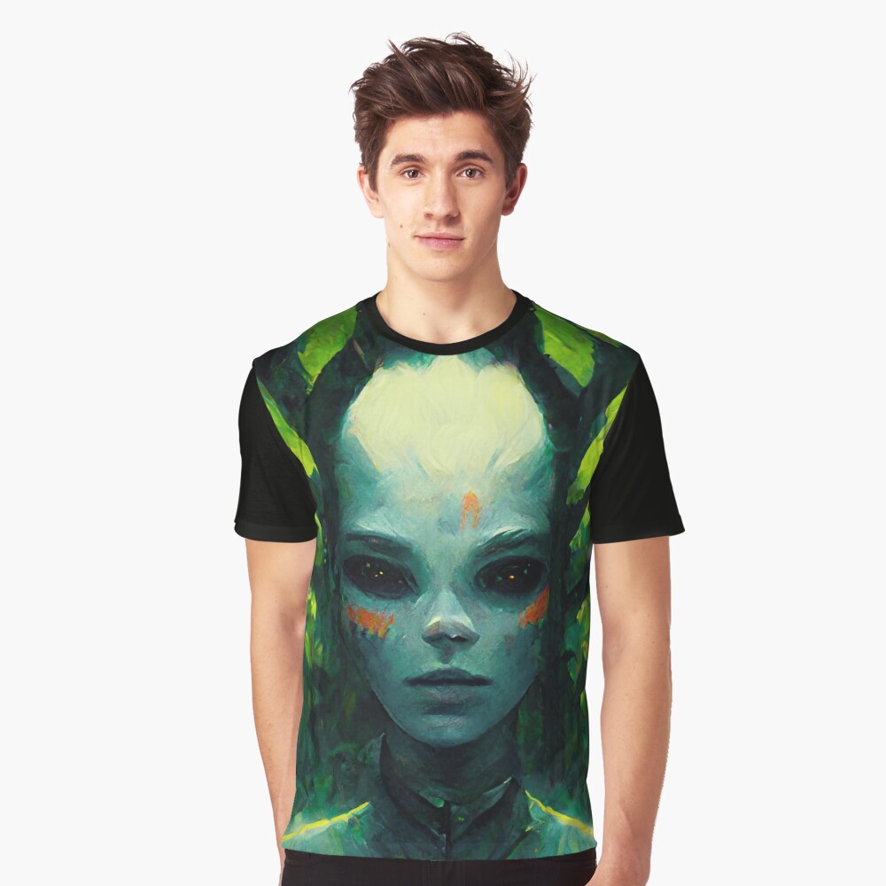 "Nordic Alien In A Forest - Alien Art - Sci-Fi - AI Art" T-shirt for ...