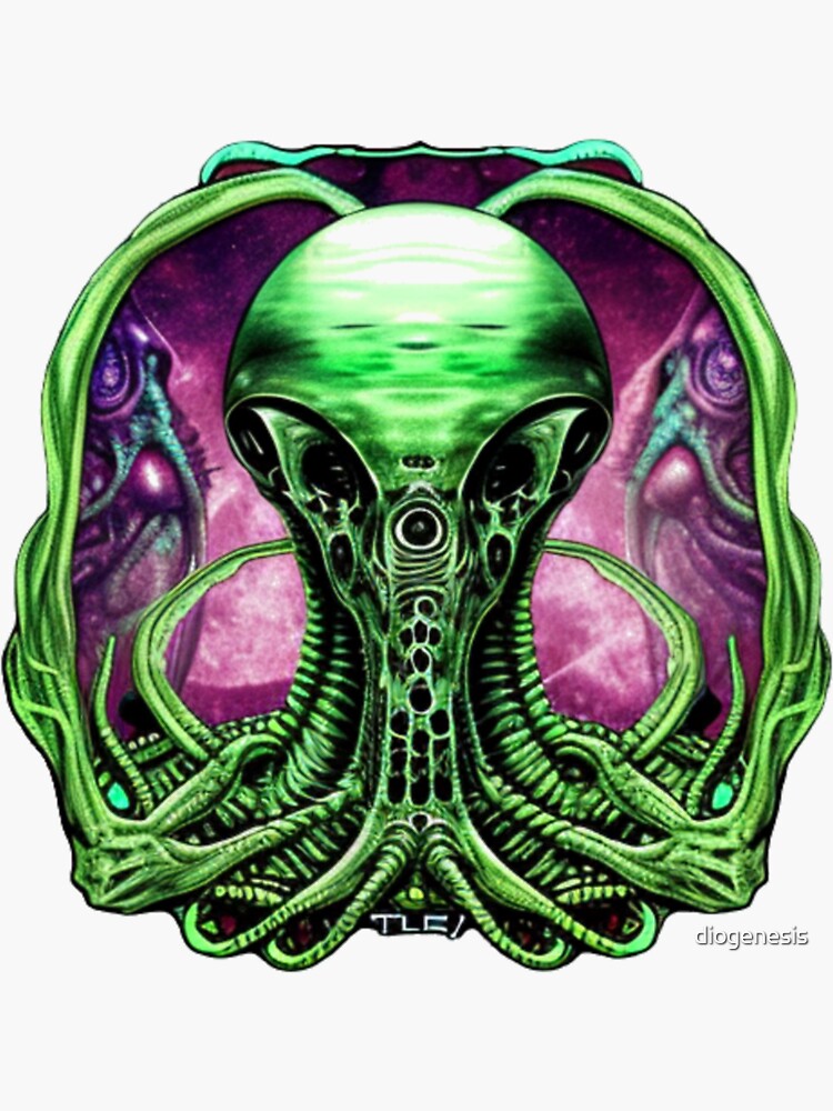 "H.P. Lovecraft inspired horror cosmic monster" Sticker for Sale by ...