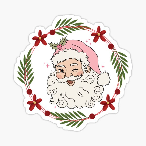 "Retro Vintage Pink Santa Claus" Sticker for Sale by kelvinmunene13 ...