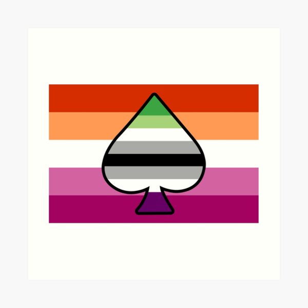 "Aroace and lesbian pride flag with ace of spades" Art Print for Sale ...