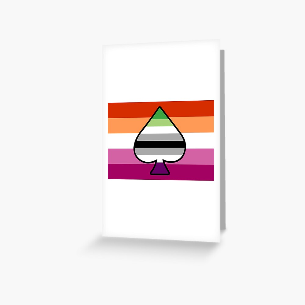 "Aroace and lesbian pride flag with ace of spades" Greeting Card for ...
