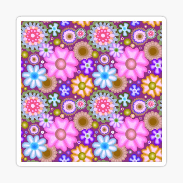"Groovy Daisy Flower Vibes - Vibrant Psychedelic Colour" Sticker for ...