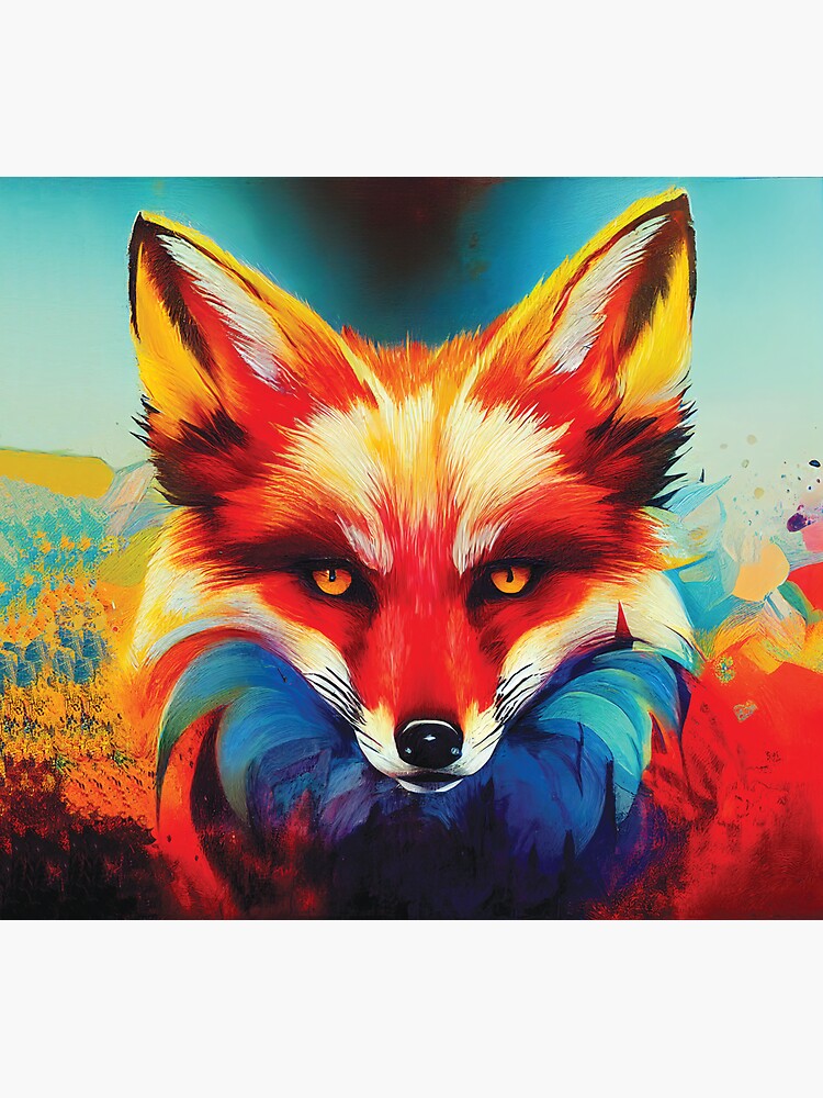 "Colourful Fox Art" Sticker for Sale by Geminiartstudio | Redbubble
