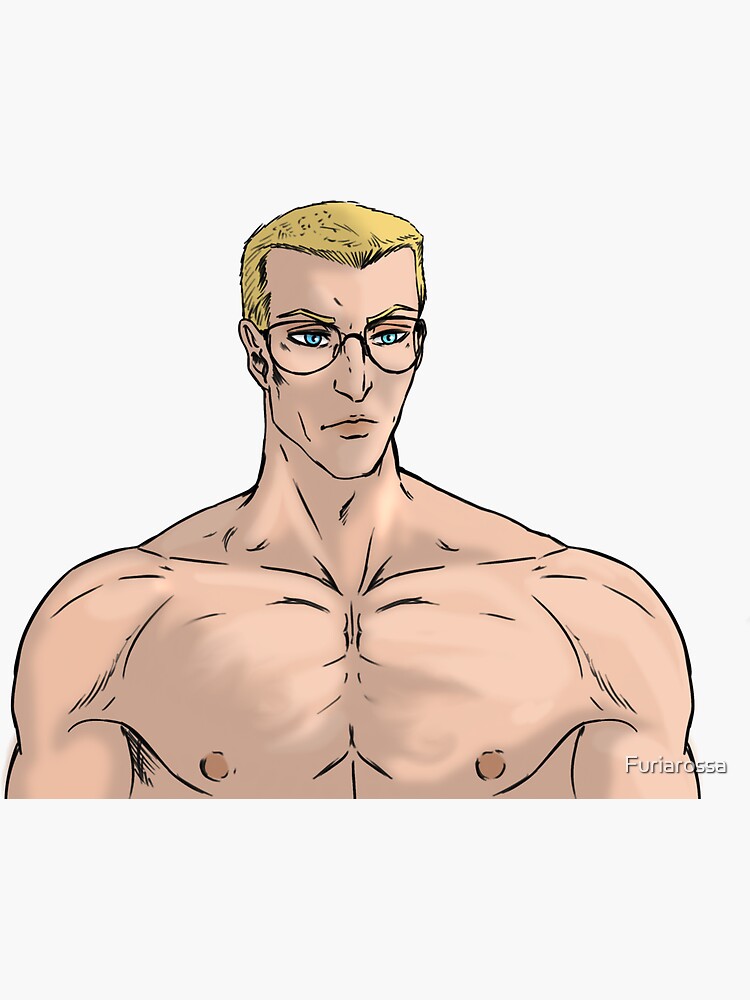 "Big buff guy with glasses" Sticker for Sale by Furiarossa | Redbubble