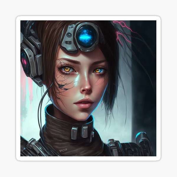 "Cyberpunk Girl - Sofia" Sticker for Sale by UpField | Redbubble