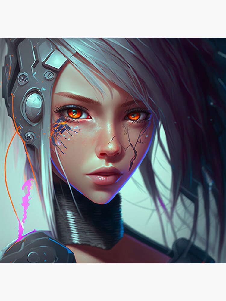 "Cyberpunk Girl - Eleanor" Sticker for Sale by UpField | Redbubble