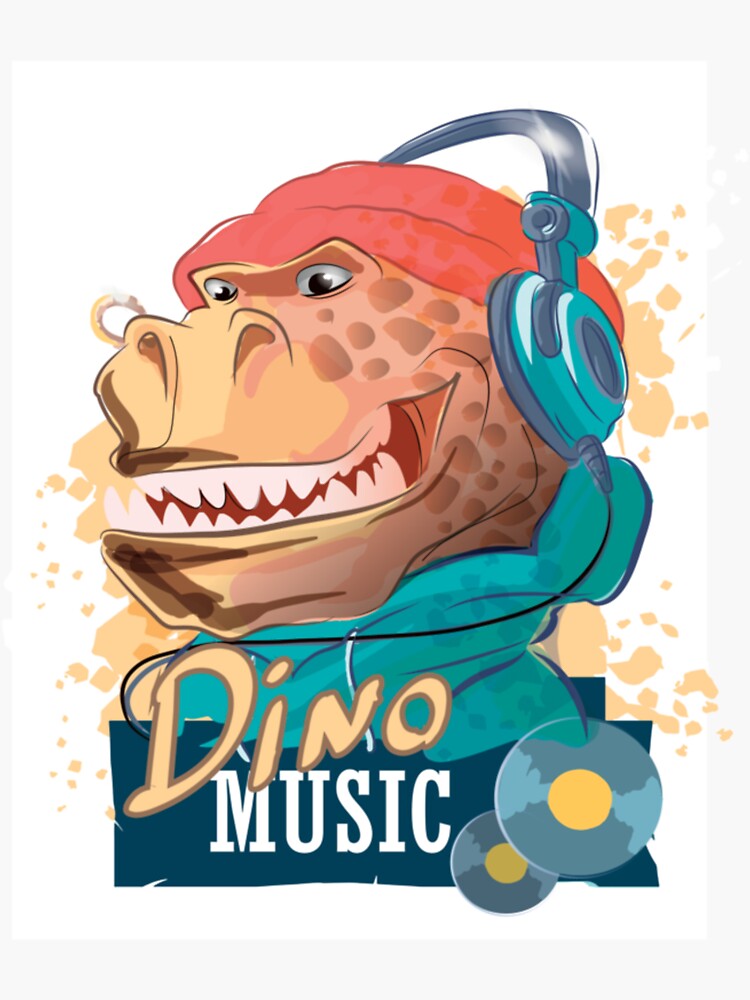 "dino music " Sticker for Sale by BaliAncient | Redbubble