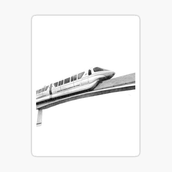 "Monorail black and white " Sticker for Sale by CourtnayD | Redbubble