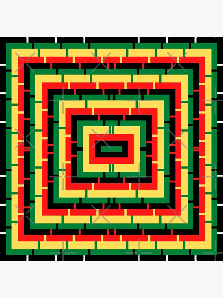 "Rastafari Inspired Geometric Maze" Sticker for Sale by InkedYarnDesign ...