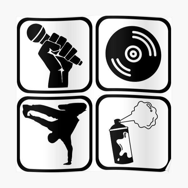 "Four Elements of Hip Hop black version" Poster for Sale by rexajoe ...