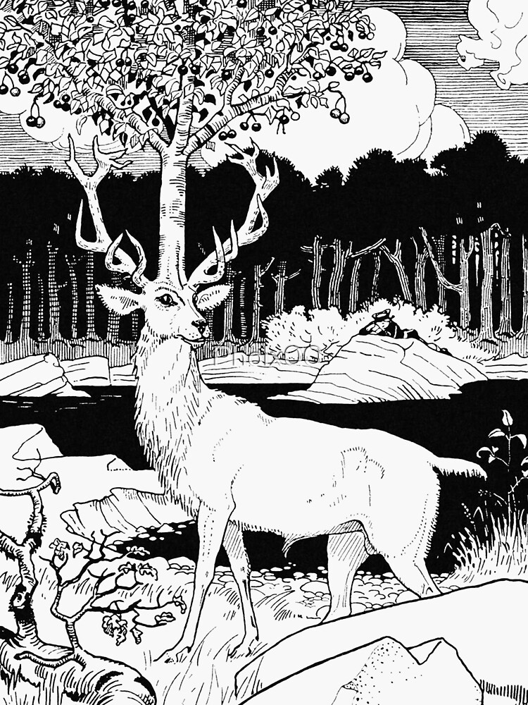 "Mythical tree deer" Sticker for Sale by Pholx00 | Redbubble