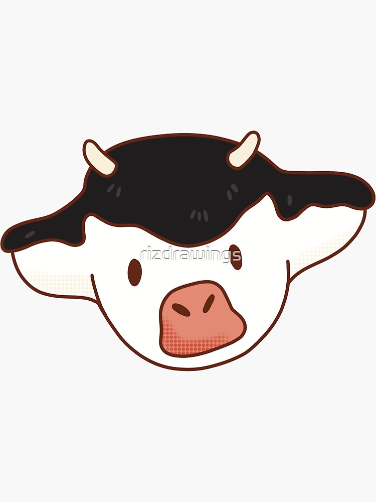 "Cute cow head" Sticker for Sale by rizdrawings | Redbubble