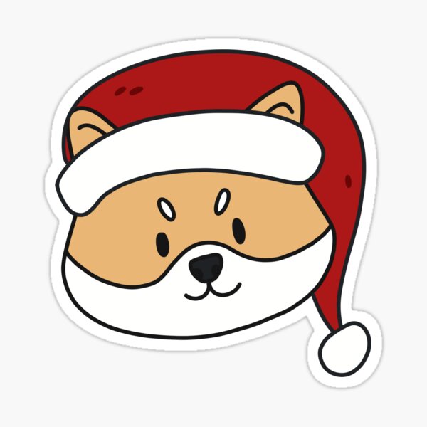 "Cute shiba dog with christmas hat " Sticker for Sale by rizdrawings ...