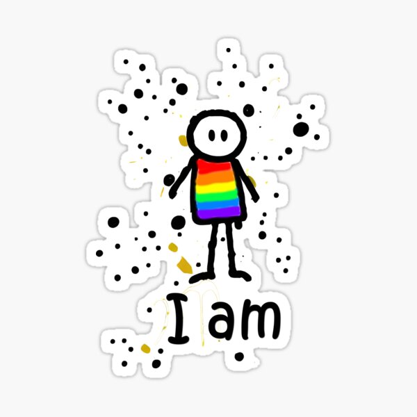 "Colorful proud stick figure with splatter background - I am" Sticker ...