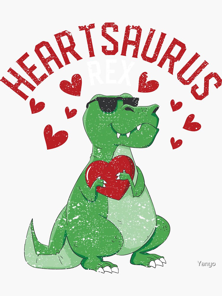 "Heartsaurus Rex Dab Dance Heart Dino Valentine's Day" Sticker for Sale by Yanyo | Redbubble