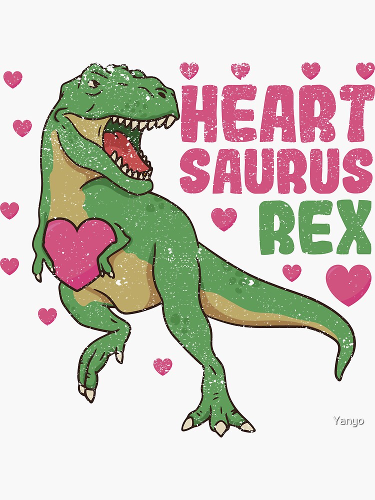 "Heartsaurus Rex Dab Dance Heart Dino Valentine's Day" Sticker for Sale by Yanyo | Redbubble