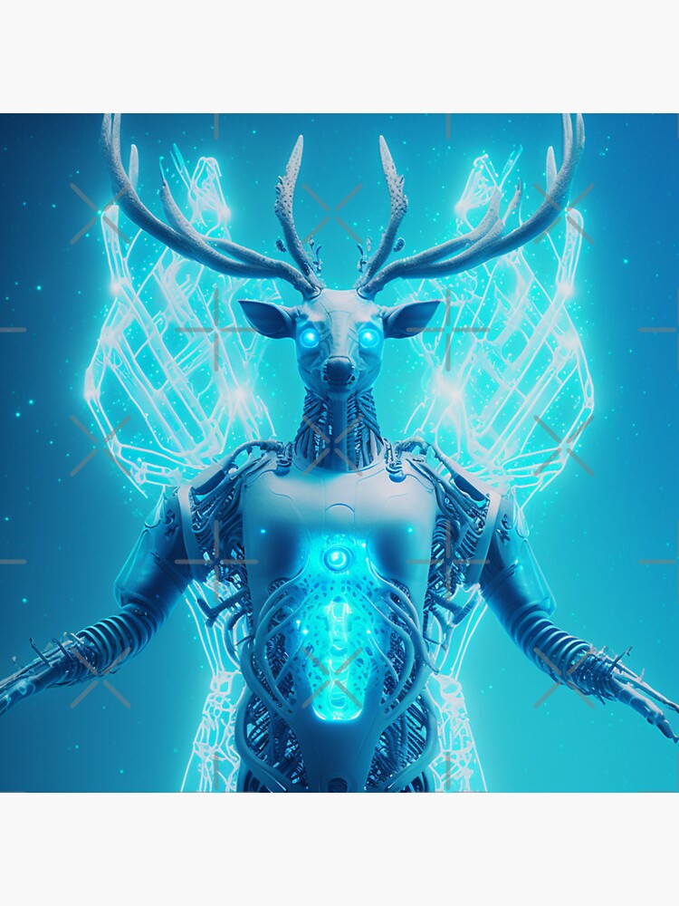 "Standing Enhanced Cyborg Reindeer - Christmas Design" Sticker for Sale ...
