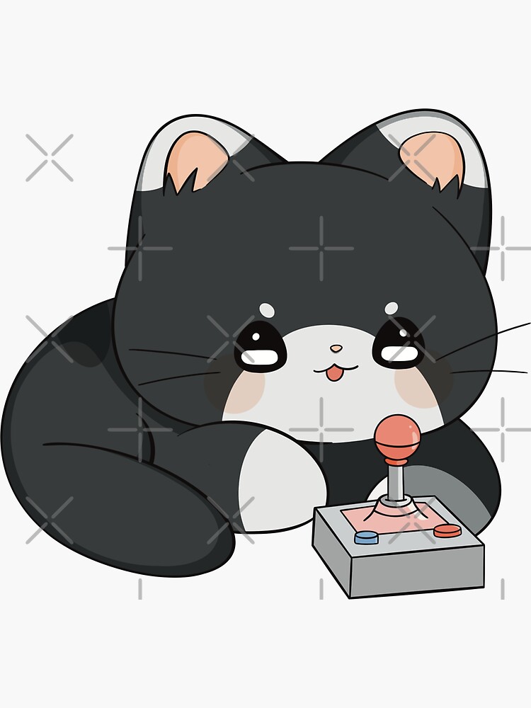 "Gamer Cat" Sticker for Sale by DadHatCat | Redbubble