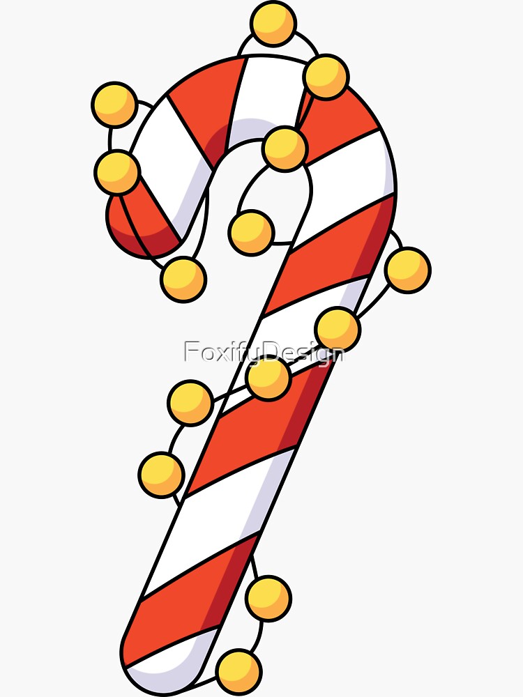 "Candy Cane Decorated With Christmas Lights" Sticker for Sale by ...