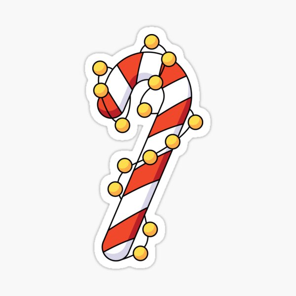 "Candy Cane Decorated With Christmas Lights" Sticker for Sale by ...
