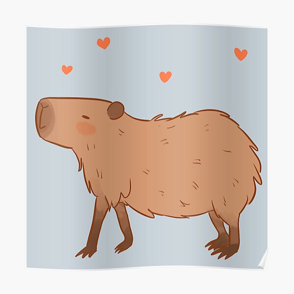 "Capybara cute illustration - Nice Capybara blue" Poster for Sale by ...