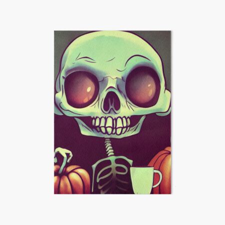 "Skeleton With Coffee | Dead But Caffeinated " Art Board Print for Sale ...
