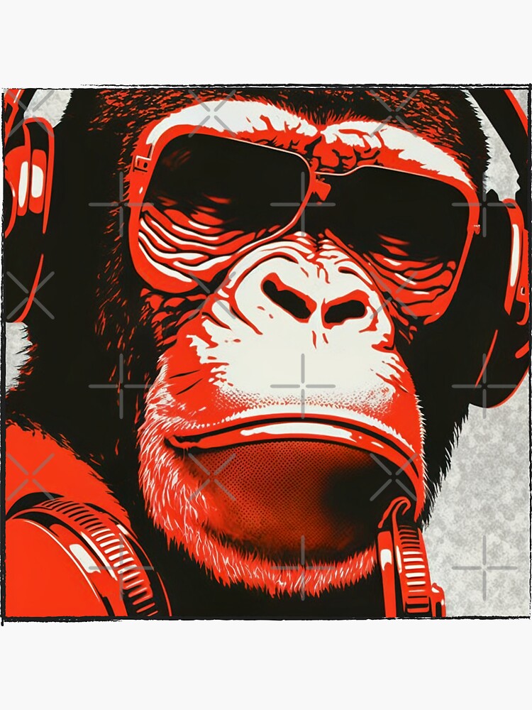 "A DJ chimp with headphones" Sticker for Sale by badbug | Redbubble
