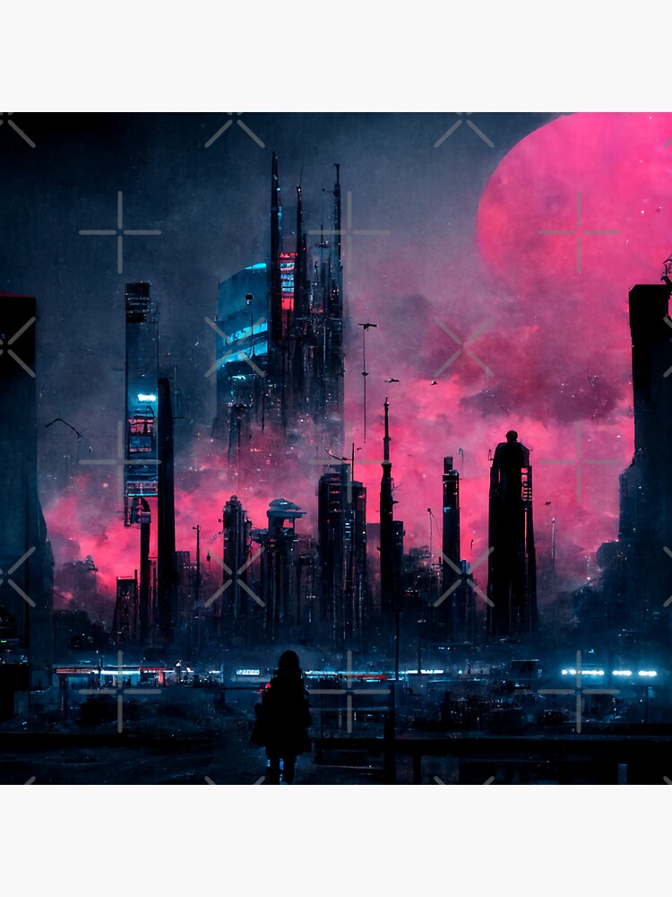 "Girl Silhouette Looking At Futuristic City At Night (Neo Noir Blade ...