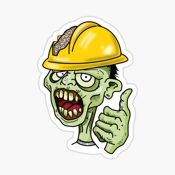 "Zombie Construction Worker" Sticker for Sale by kenzy1243 | Redbubble
