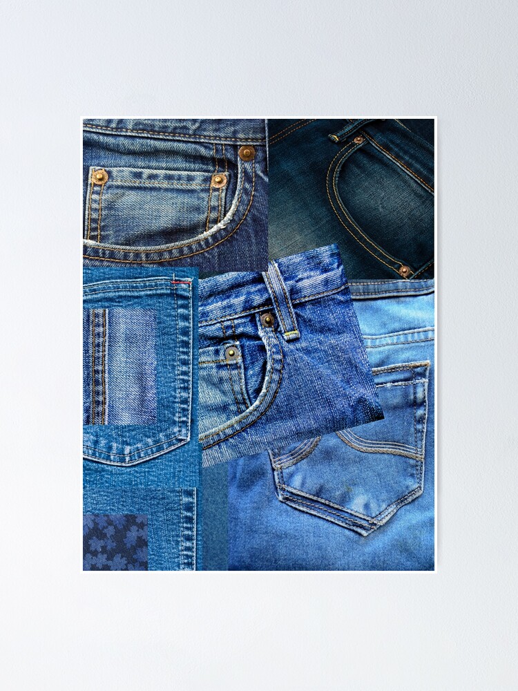 "Patchwork of Blue Jeans" Poster for Sale by Cowboy-Folly | Redbubble