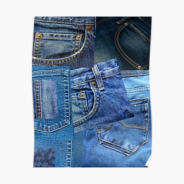 "Patchwork of Blue Jeans" Poster for Sale by Cowboy-Folly | Redbubble