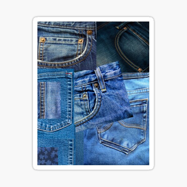 "Patchwork of Blue Jeans" Sticker for Sale by Cowboy-Folly | Redbubble