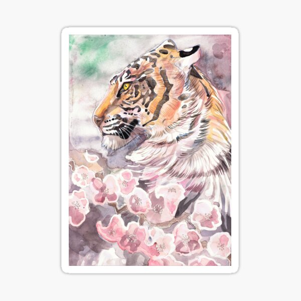 "Tiger Blossom 2" Sticker by Everlyn | Redbubble