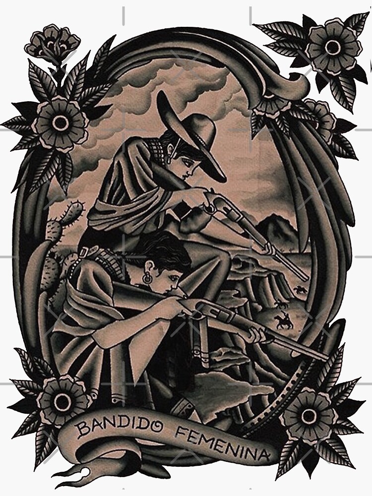"Traditional Beautiful Bandido Femenina Tattoo" Sticker for Sale by ...