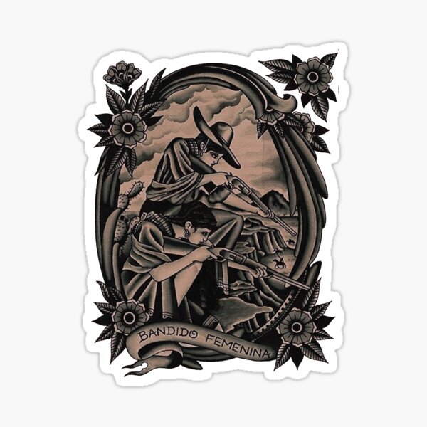 "Traditional Beautiful Bandido Femenina Tattoo" Sticker for Sale by ...