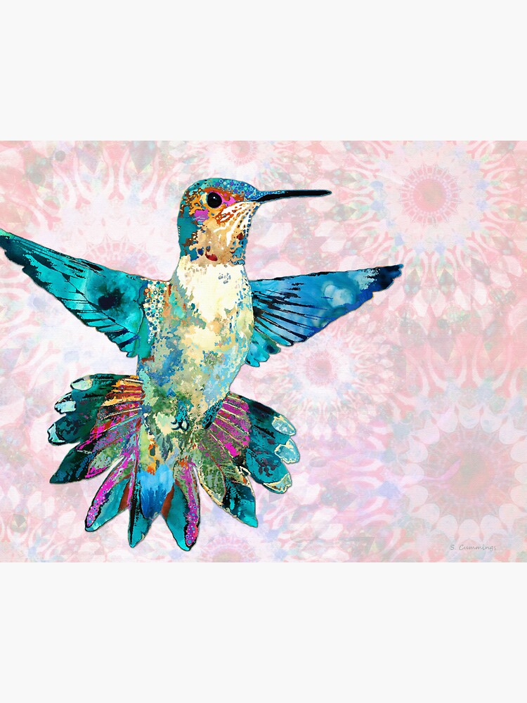 "Enchanted Flight Whimsical Hummingbird Bird Art" Sticker for Sale by ...
