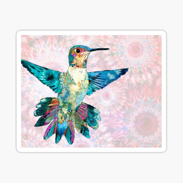 "Enchanted Flight Whimsical Hummingbird Bird Art" Sticker for Sale by ...