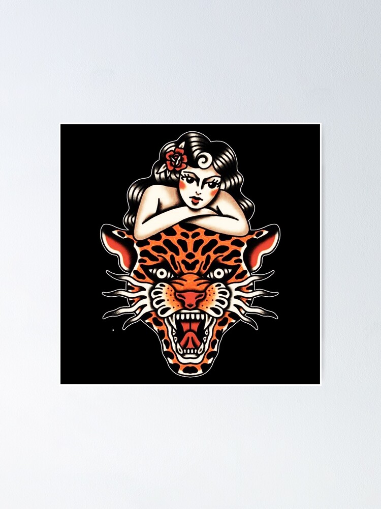 "Traditional Beautiful Lady with Tiger Tattoo" Poster for Sale by ...