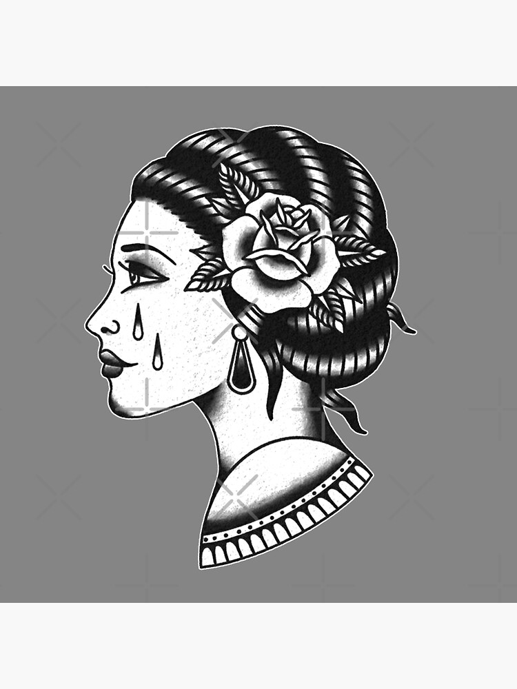 "Black and White Pretty Sad lady Tattoo" Poster for Sale by Cesarcali ...
