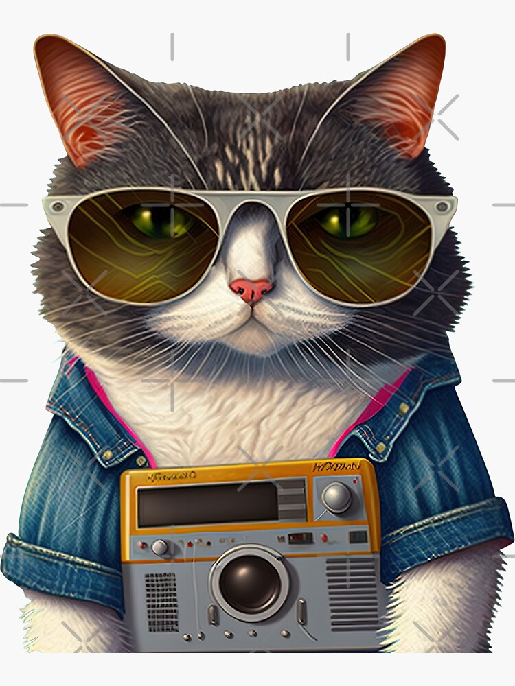 "Retro cool cat" Sticker for Sale by AnimalArtPhotos | Redbubble