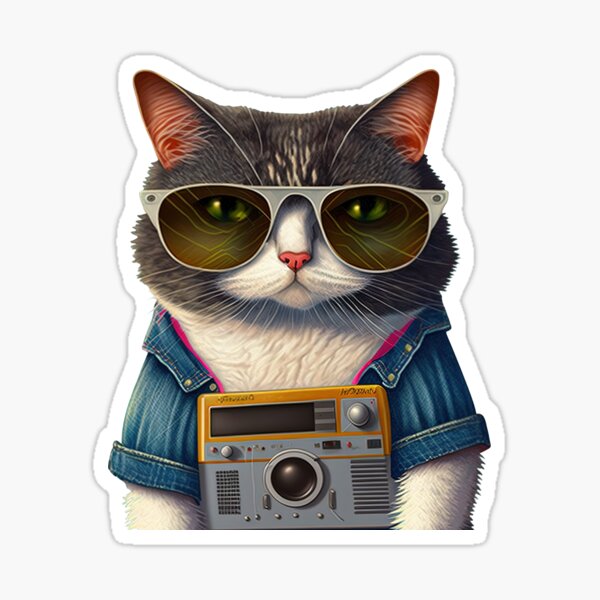 "Retro cool cat" Sticker for Sale by AnimalArtPhotos | Redbubble