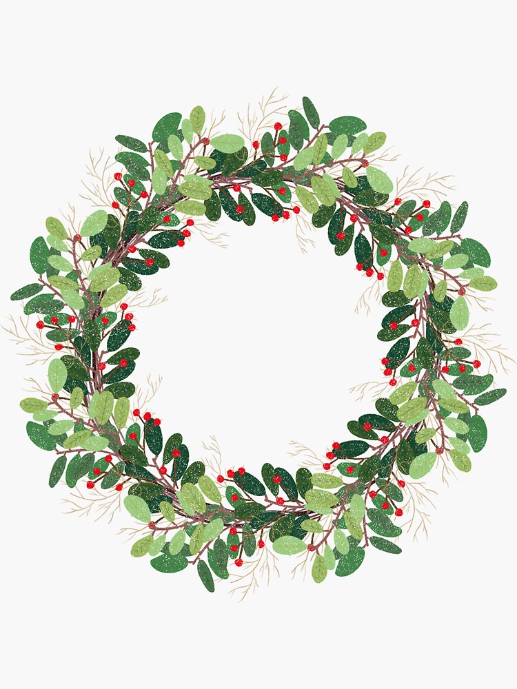 "flocked magnolia wreath" Sticker for Sale by Gineliz-molina | Redbubble