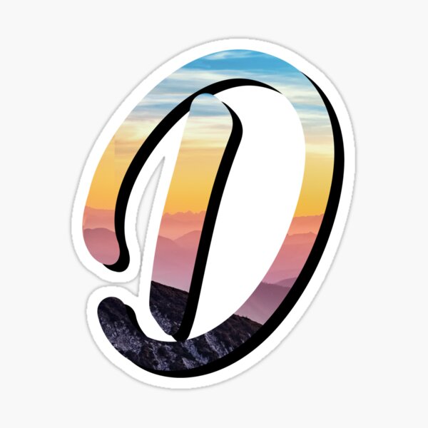 "Letter D Monogram Script Initial Pink Sunset Variant" Sticker for Sale ...