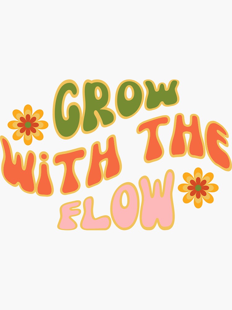 "Grow with the flow retro 70s aesthetic" Sticker for Sale by ...