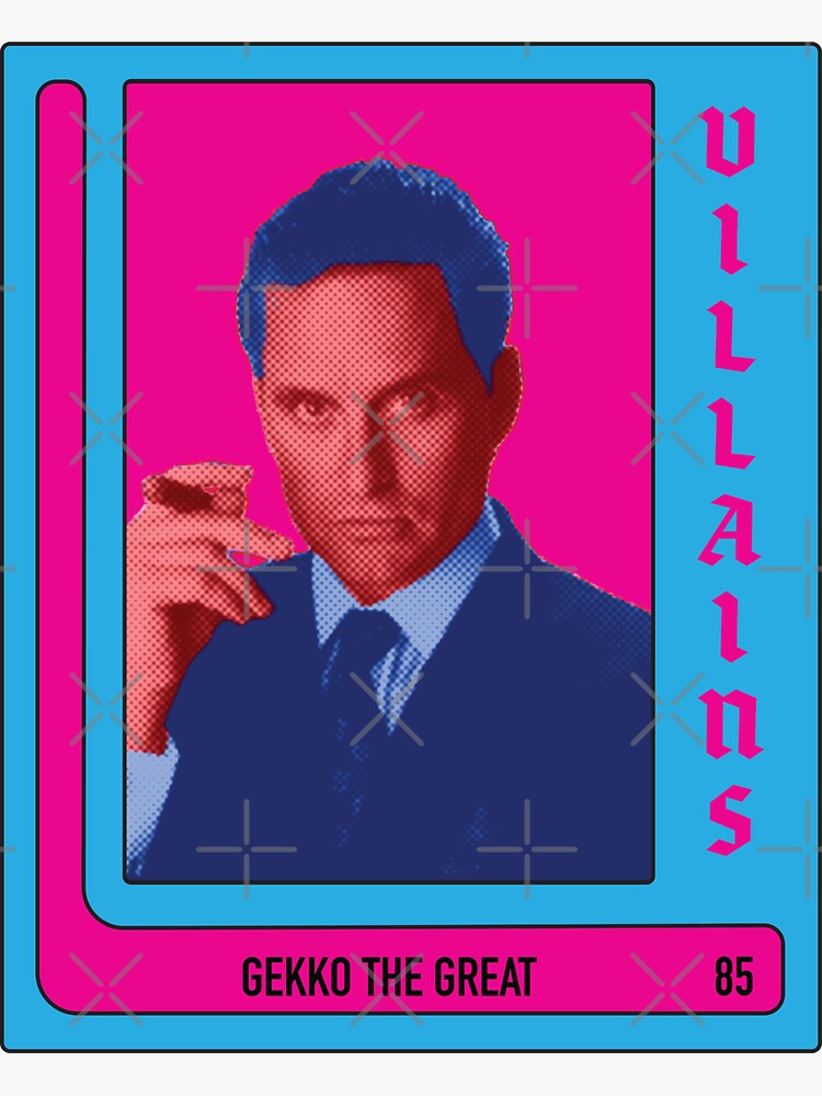 Pegatina «Tarjeta coleccionable de villano Gordon Gekko (diseño retro ...