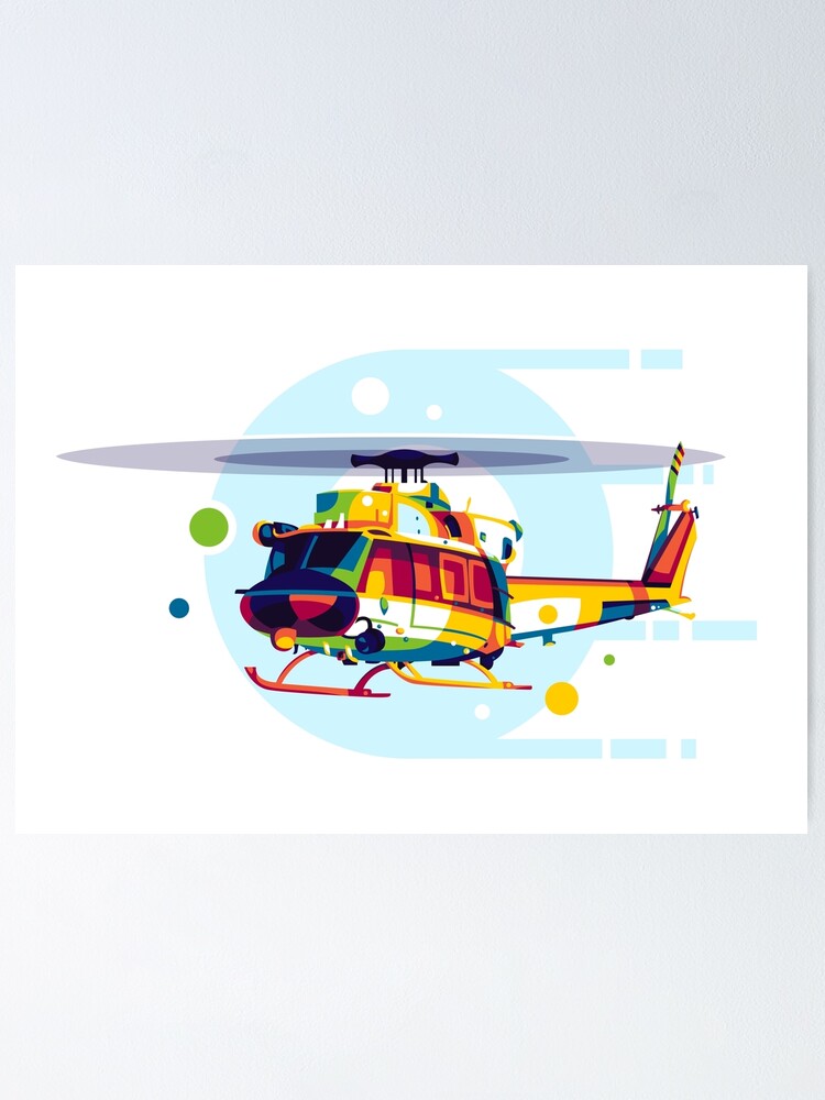 "Bell 412 Helicopter in Pop Art" Poster for Sale by lincak | Redbubble