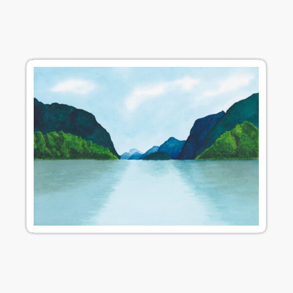 "Mountains and Lake" Sticker for Sale by kikiartpalette | Redbubble